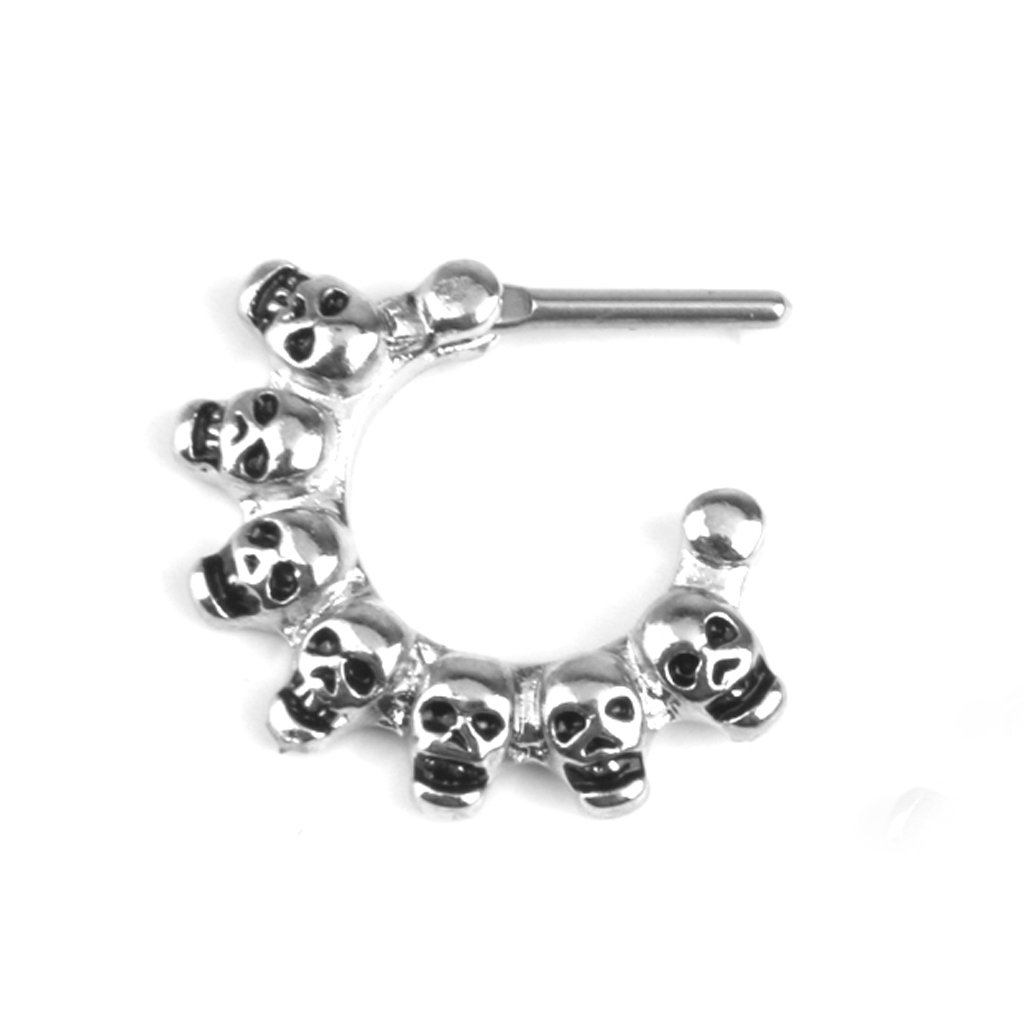 LoveinDIY Silver Stainless Steel 16g /1.2mm Skull Septum Nose