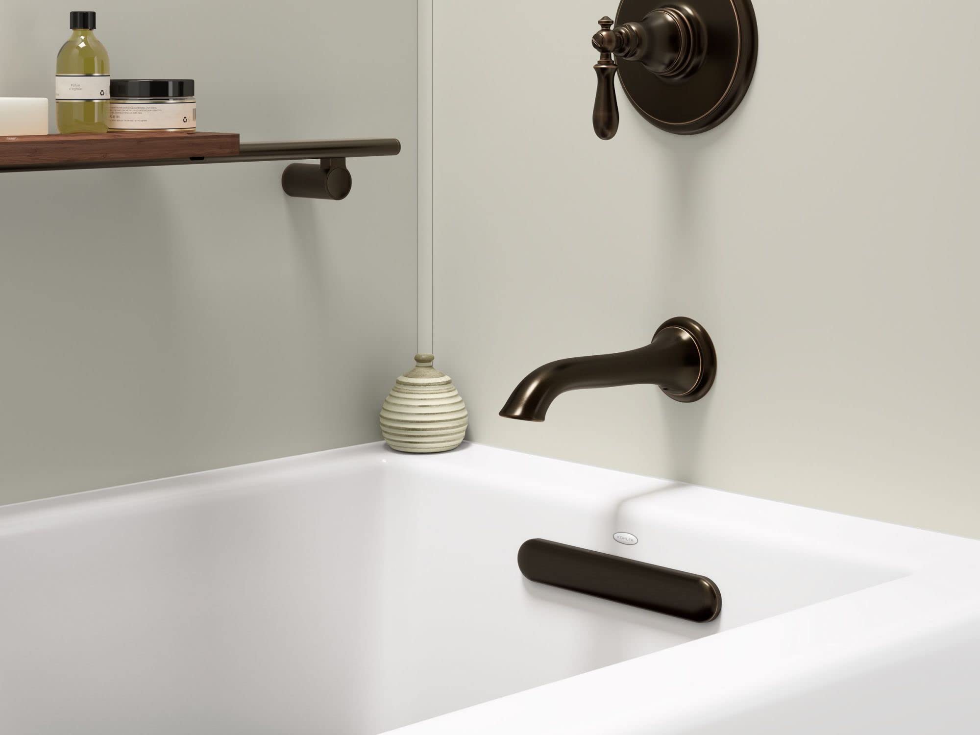 KOHLER K-1957-RA-0 Underscore Rectangle 60-Inch x 32-Inch Alcove Bath, Integral Flange and Right-Hand Drain, White