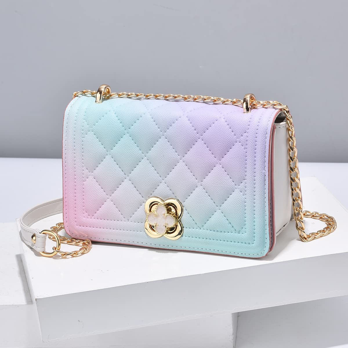 PS PETITE SIMONE Crossbody Bags for Women Trendy Quilted Bag Shoulder with Chain Small Handbag Evening Bag Satchel Purses
