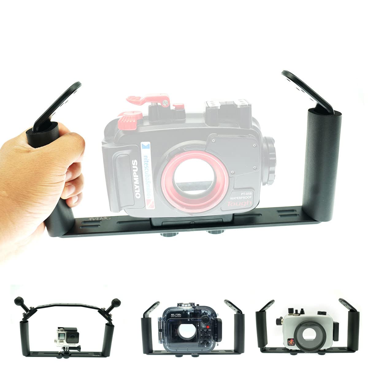 nitescuba Underwater Handle Tray Bracket Aluminum Alloy Dual Handheld Video Light Stabilizer Tray for Camera housingοΌHandle Grip for gopro Set up Works for Hero 10,Action Camera
