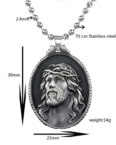 Oval Jesus Celtic Necklace For Women Simple Religious Jewelry Pendant Stainless Steel Ball Chain