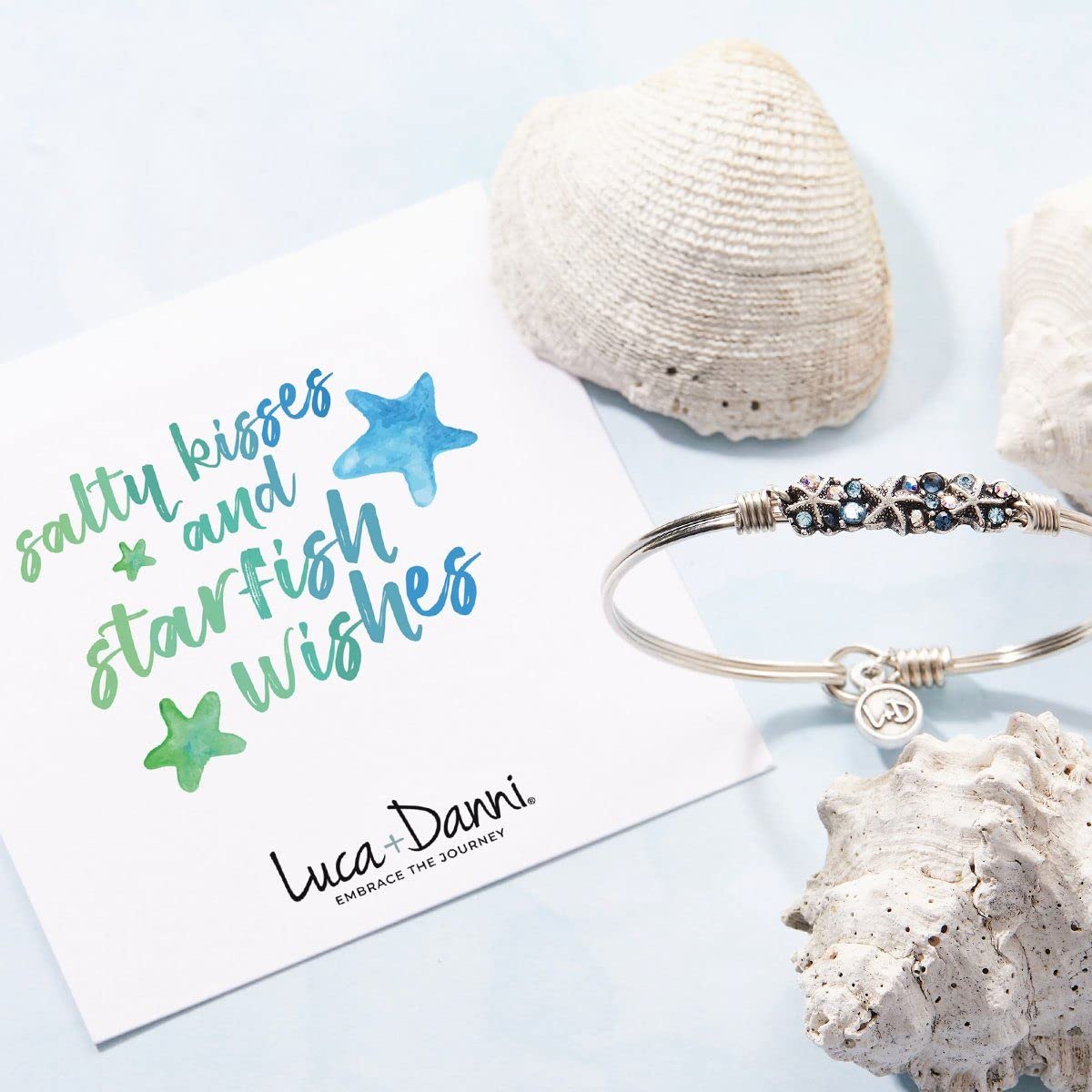 Luca + Danni | Starfish Medley Bangle Bracelet For Women - Silver Tone Petite Size Made in USA