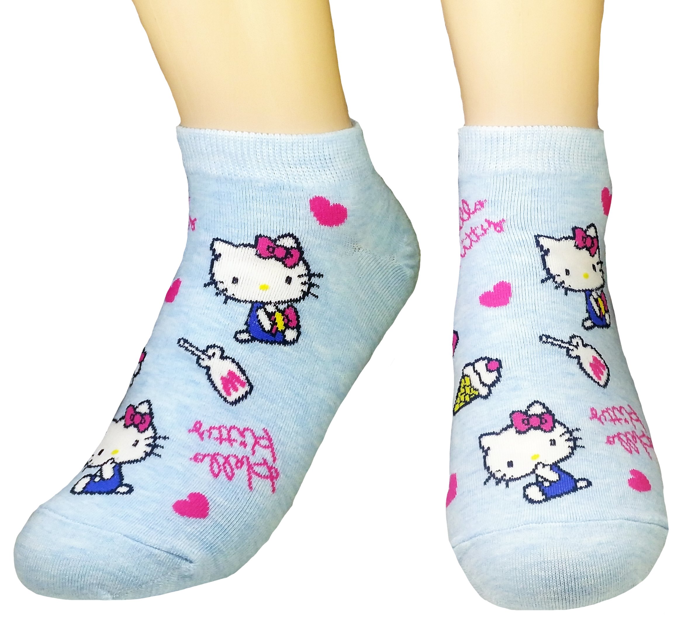 JJMax Women's Hello Kitty Cute Cotton Blend Ankle Socks Set, Milk Kitty, One Size