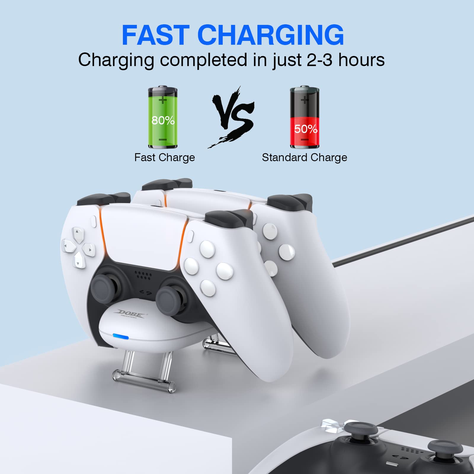 PS5 Controller Charging Station for PlayStation 5 Controller with Dual Charge Dock Fast Charging PS5 Dual Controller Charging Stand (Without Led)