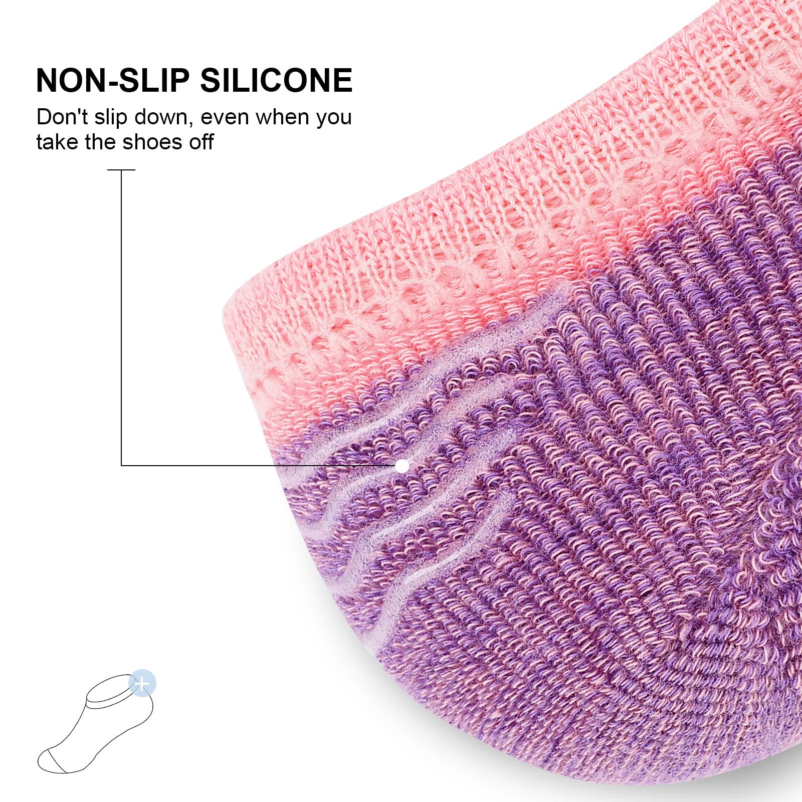 PAPLUS No Show Socks Womens 6 Pairs, Non Slip Cushioned Low Ankle Socks with Arch Support