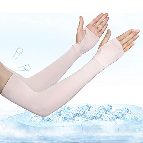 n/a 1 Pair Ice Fabric Arm Sleeves Warmers Summer Sports Protection Running Cycling Driving Reflective Sunscreen (Color : Light Gray, Size : Medium)