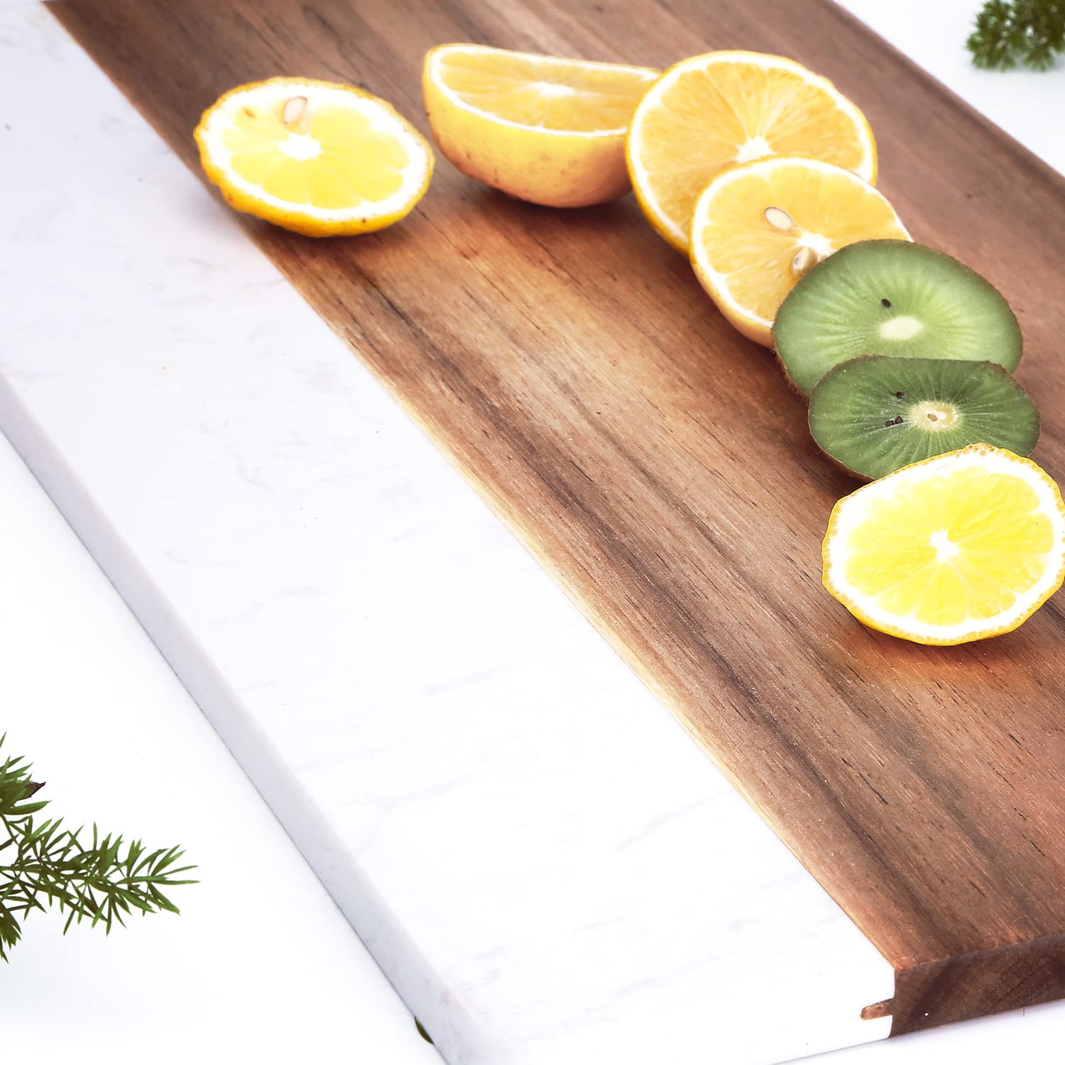 Resafy Acacia Wood Marble Cutting Board,Charcuterie Board Party Plate,Butcher Block Chopping Board Charcuterie Cheese,Suitable for Kitchen,Restaurants,Dining Room (White)