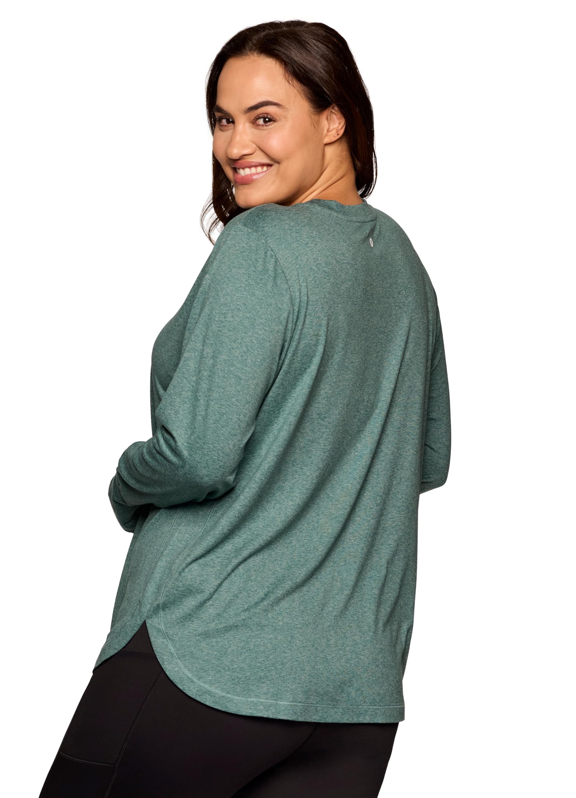 RBX Active Women's Plus Size Workout Top with Thumbholes, Buttery Soft Lightweight Long Sleeve T-Shirt Tunic Relaxed Fit Yoga Top F22 Periwinkle 3X