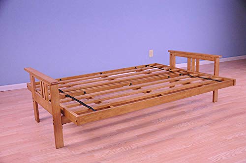 Kodiak Furniture Monterey Futon with Linen Fabric Mattress in Butternut/Gray