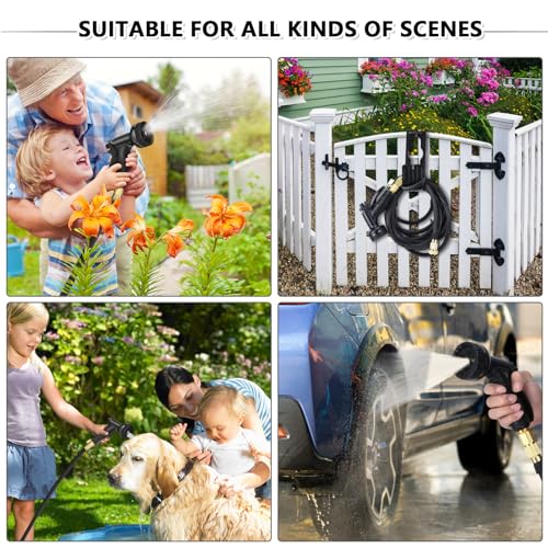 Quisky Expandable Garden Hose 50ft, 25ft 75ft 100ft with 10-Function Nozzle,Nano Rubber latex High Elastic Leak-Proof Multi-Layer Hose Pipe with Holder,3/4" Solid Brass Connectors Fittings Lightweight