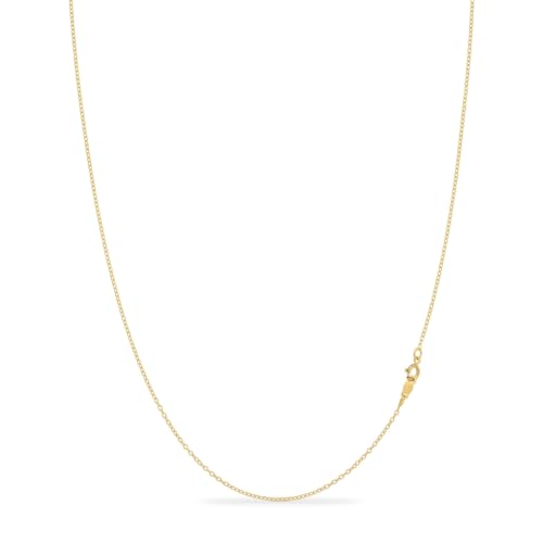 KEZEF 18Kt Gold Chain Necklace for Women, 1.3mm Silver Cable Chain, 16 Inch, with Spring-Ring Clasp, Italian Made