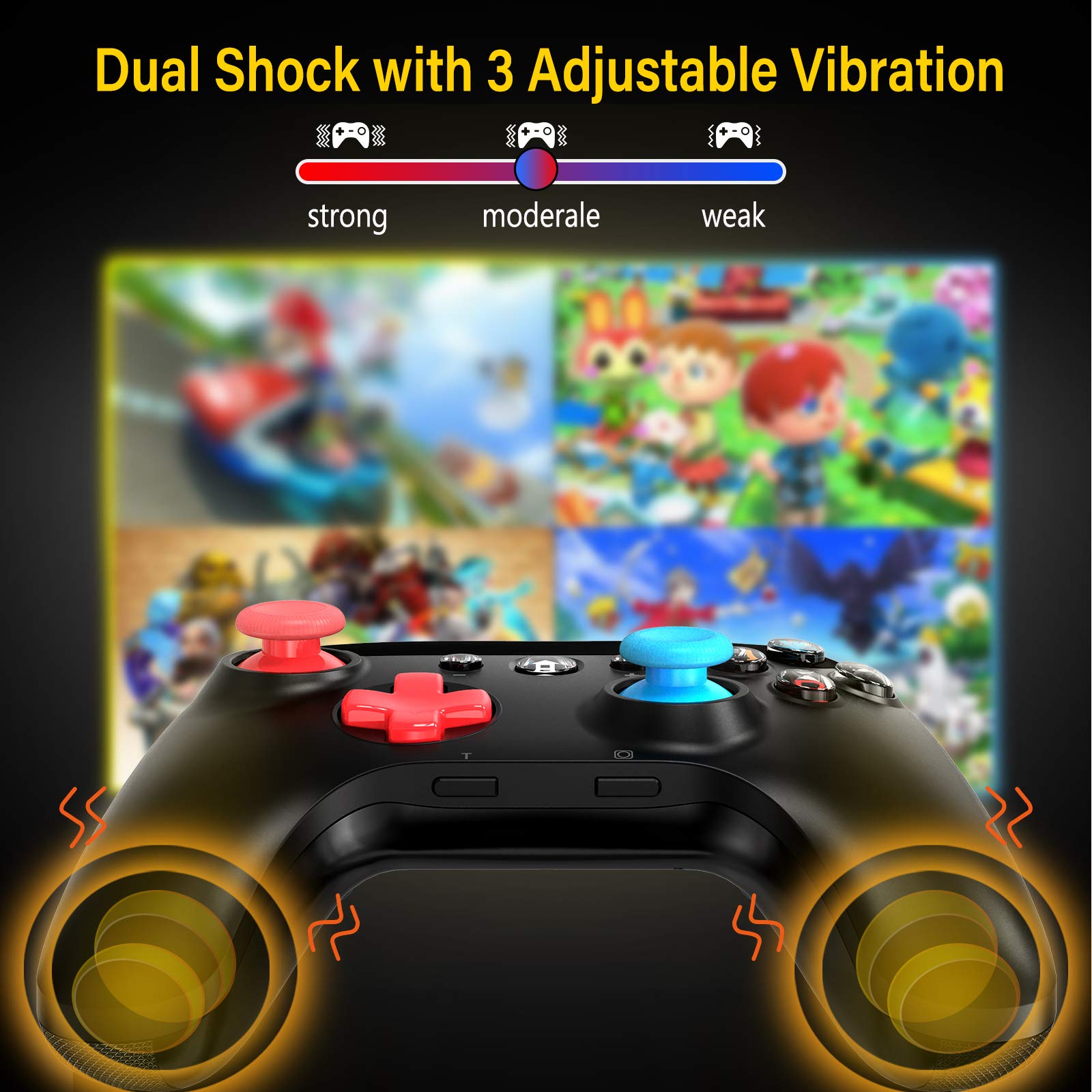 New Fi Switch Controller, Wireless Controller for Nintendo Switch/Lite with large battery,Precise Motion Control, Turbo, Vibration and Screenshot