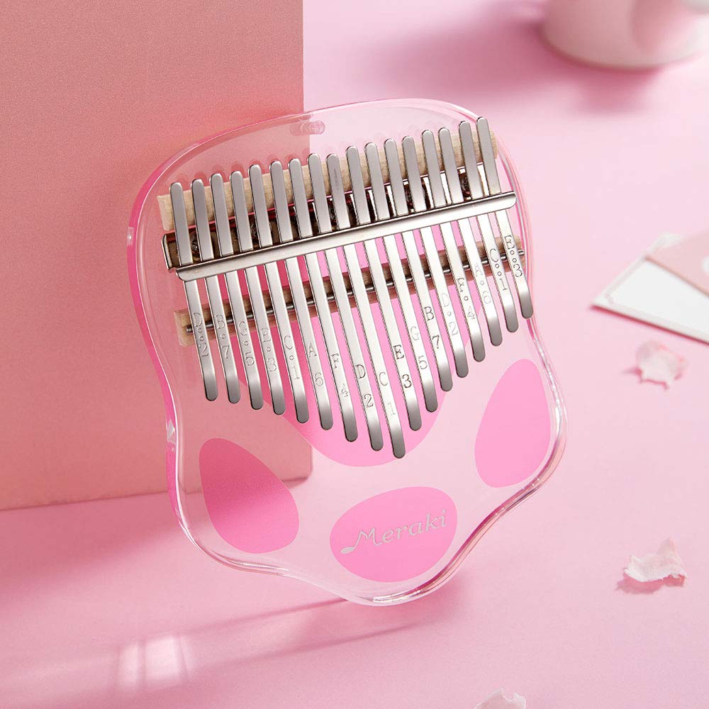 Meraki Kalimba 17 Keys Thumb Piano, Clear Transparent Acrylic Finger Piano Instrument with EVA Waterproof Hard Protective Case