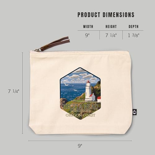 Lantern Press Oregon Coast, Heceta Head Lighthouse, Contour (100% Cotton Canvas Travel Accessory Go Bag)