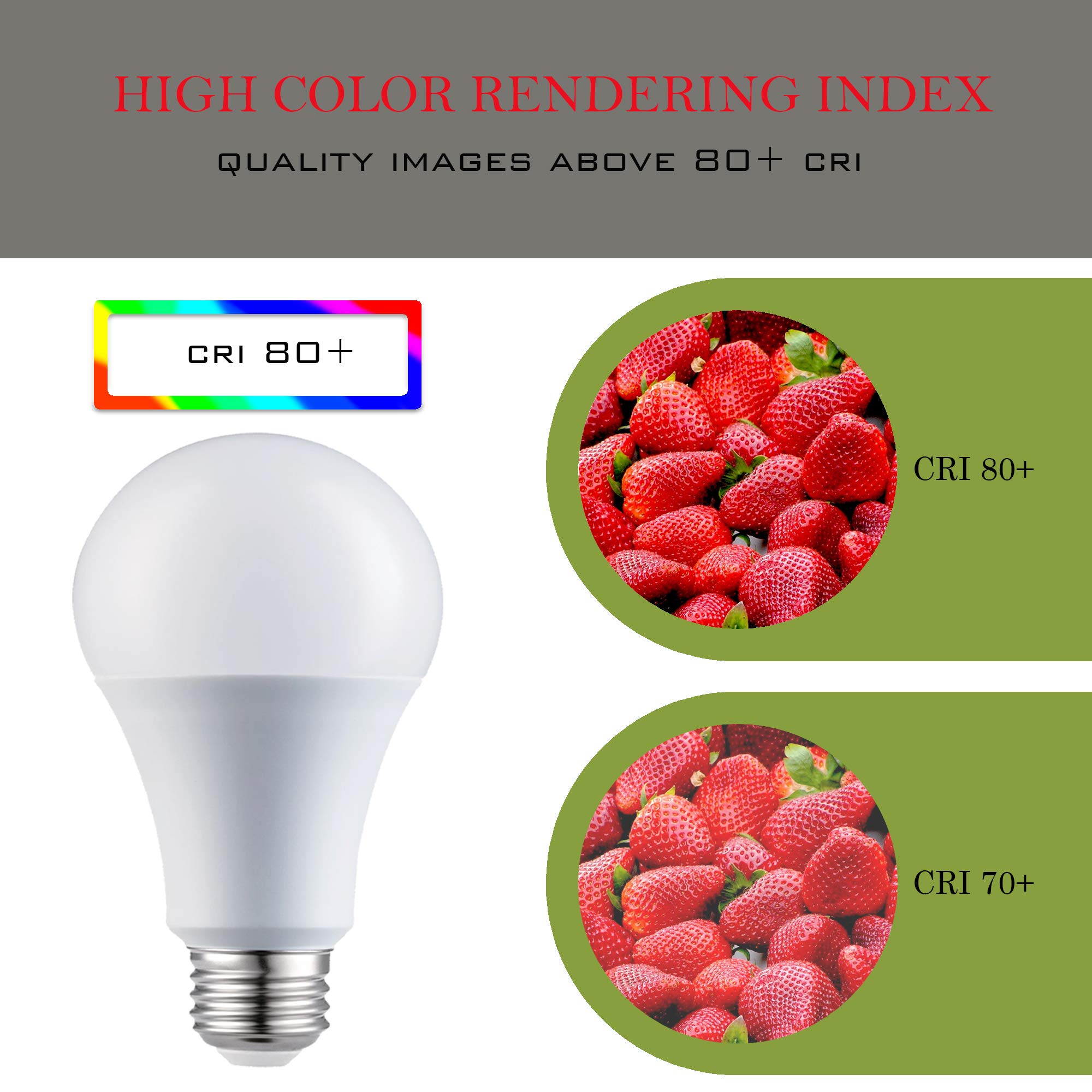 Laborate Lighting A19 LED Light Bulbs - E26 Base, 60W, 800 Lumens, Warm White 2700K Illumination - Dimmable, Energy Saving Outdoor & Indoor Home, Commercial Lighting - 80+ CRI, 10-Year Life - 4-Pack