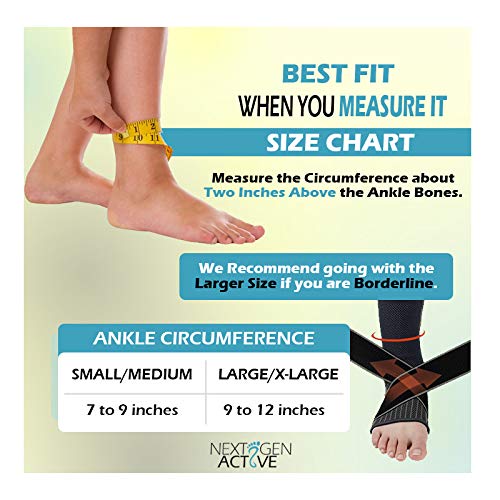 NextGen Active Supportive Ankle Brace (Large/X-Large, Black/Red) - Adjustable Straps with Compression Sleeve. Protect Against Ankle Sprains and Injury. Decrease Ankle Swelling and Recovery time.
