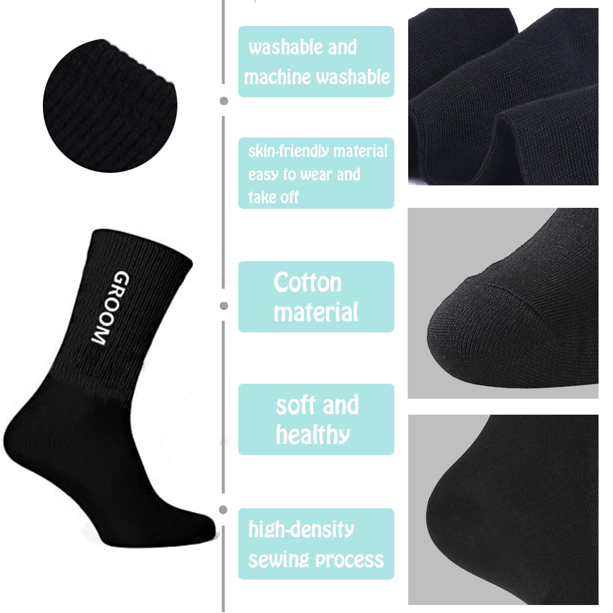 PartyGifts&Beyond 7Packs Groomsmen Socks,Groom Socks and Best Man Socks Perfect Proposal Gift Socks for Bachelor Party(Bold), 6