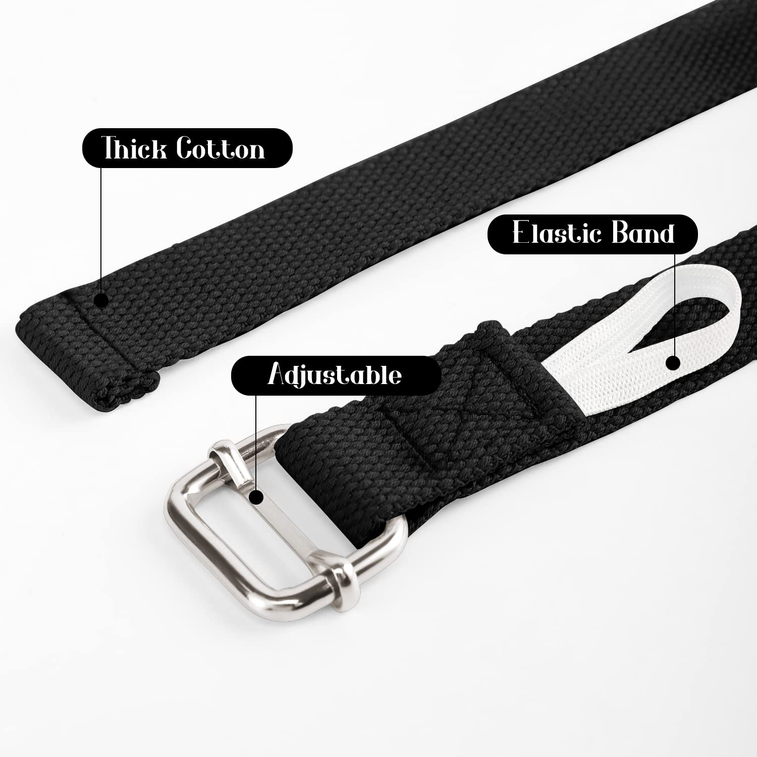Odoland 6ft Yoga Strap, Non Elastic Stretching Strap for Physical Therapy with Extra Safe Adjustable Ring Buckle, Stretch Band for Yoga, Pilates, Exercise, Dance, Gym Workouts, Black