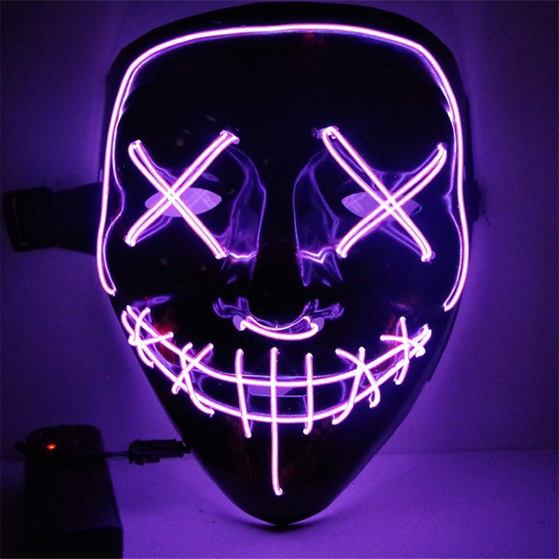 LED Light Up Purge Mask for Halloween, Festival, Party (9 Colors) (Yellow)