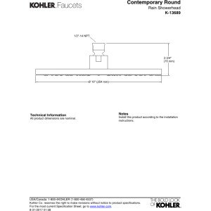 KOHLER 512699 Showerhead, One Size, Polished Chrome