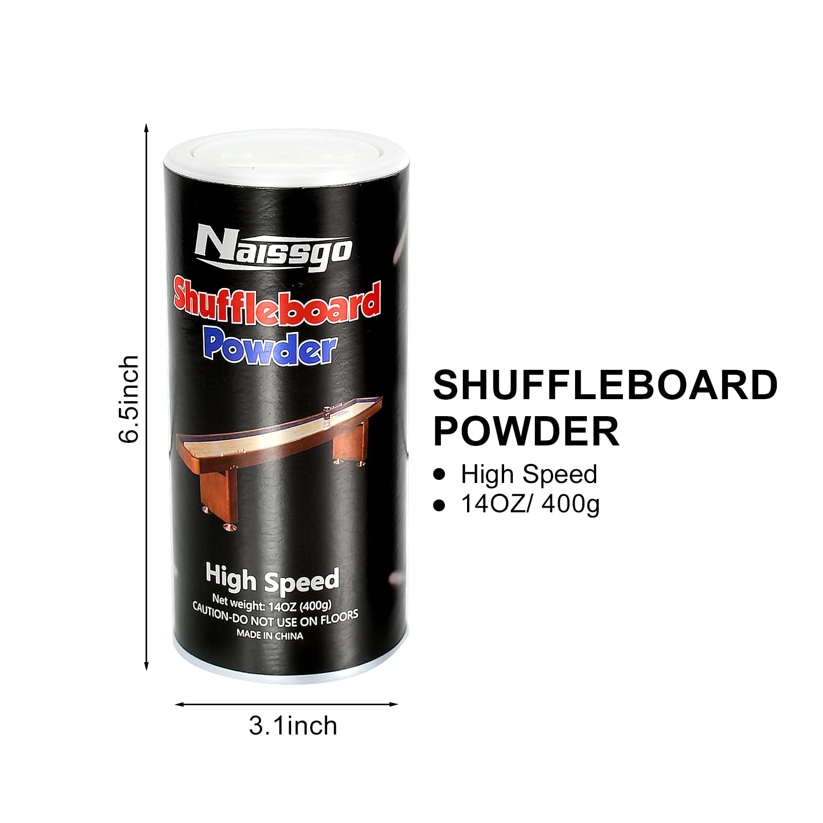 Naissgo Shuffleboard Sand Wax Shuffleboard Powder Set with Mini Dustpan & Broom,2 Cans(2×14 oz)