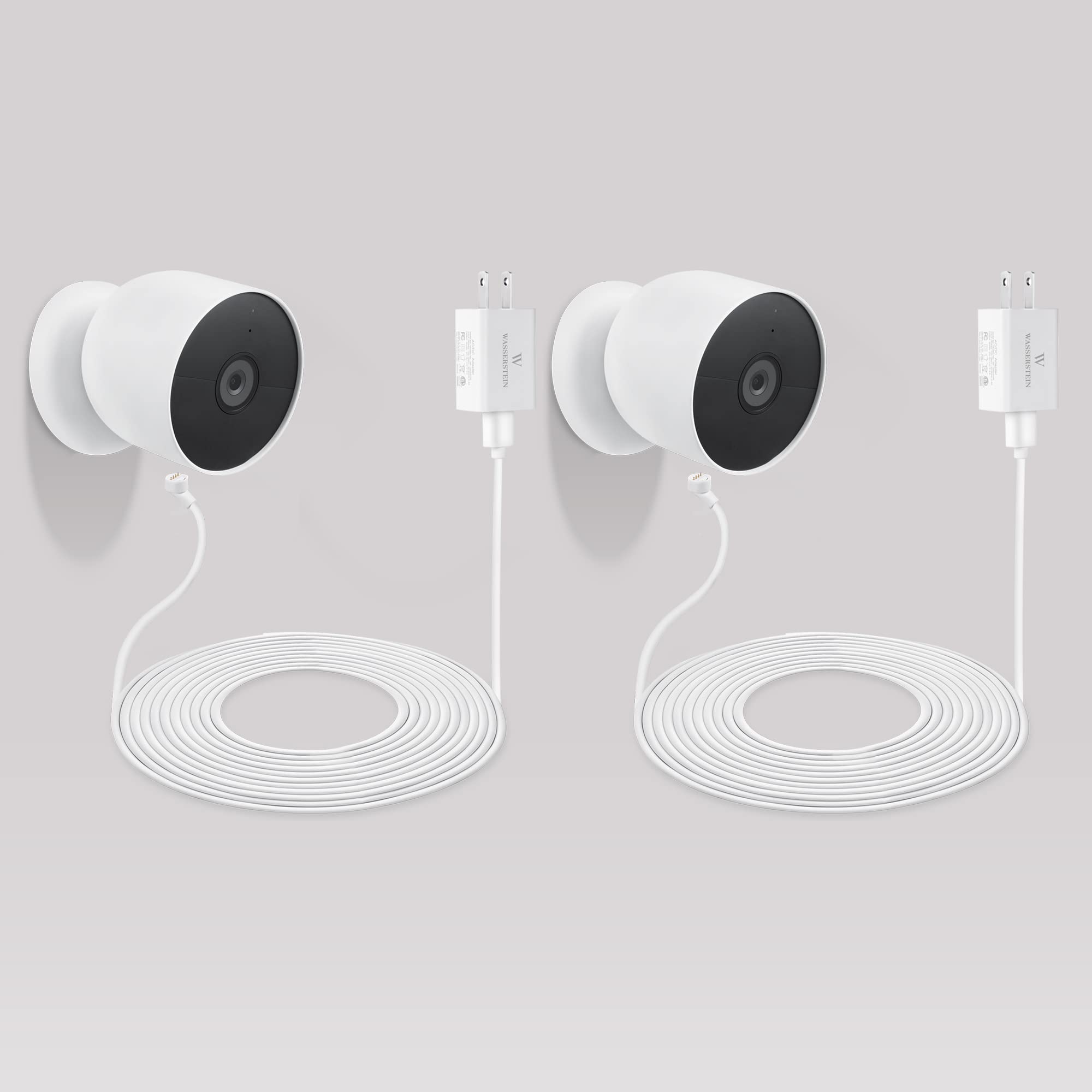 Wasserstein Bundle - 2-Pack Power Cable & Anti-Theft Mount Compatible with Google Nest Cam (Battery) - (Nest Cam NOT Included)