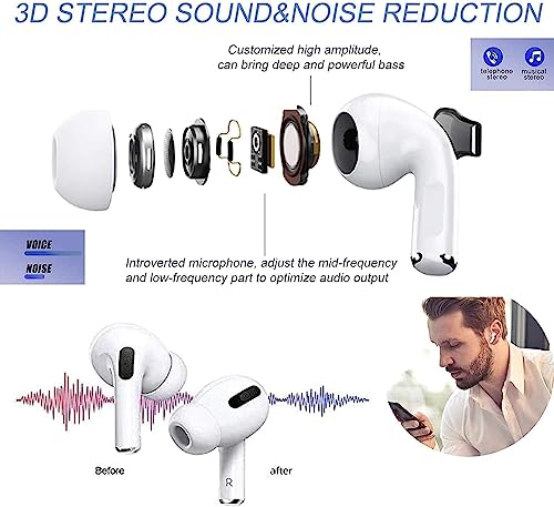 Wireless Earbuds, 30Hrs Playtime Bluetooth Earbuds Built in Noise Cancellation Mic with Charging Case, Headphones with Stereo Sound, IP67 Waterproof Ear Buds Touch Control Smart Pop-up Auto Pairing