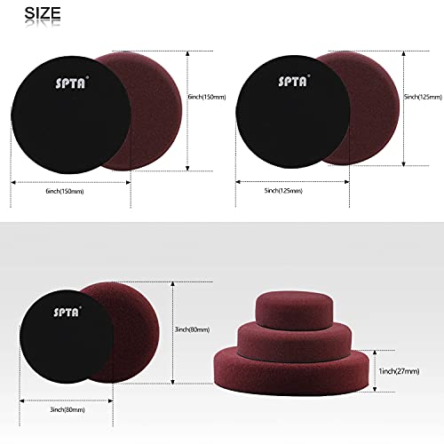 SPTA Buffer Polisher, 7 Inch 180mm Rotary Polisher Car Polisher Electric Polisher RO Polisher & Polishing Pads Set for Auto Buffing and Polishing