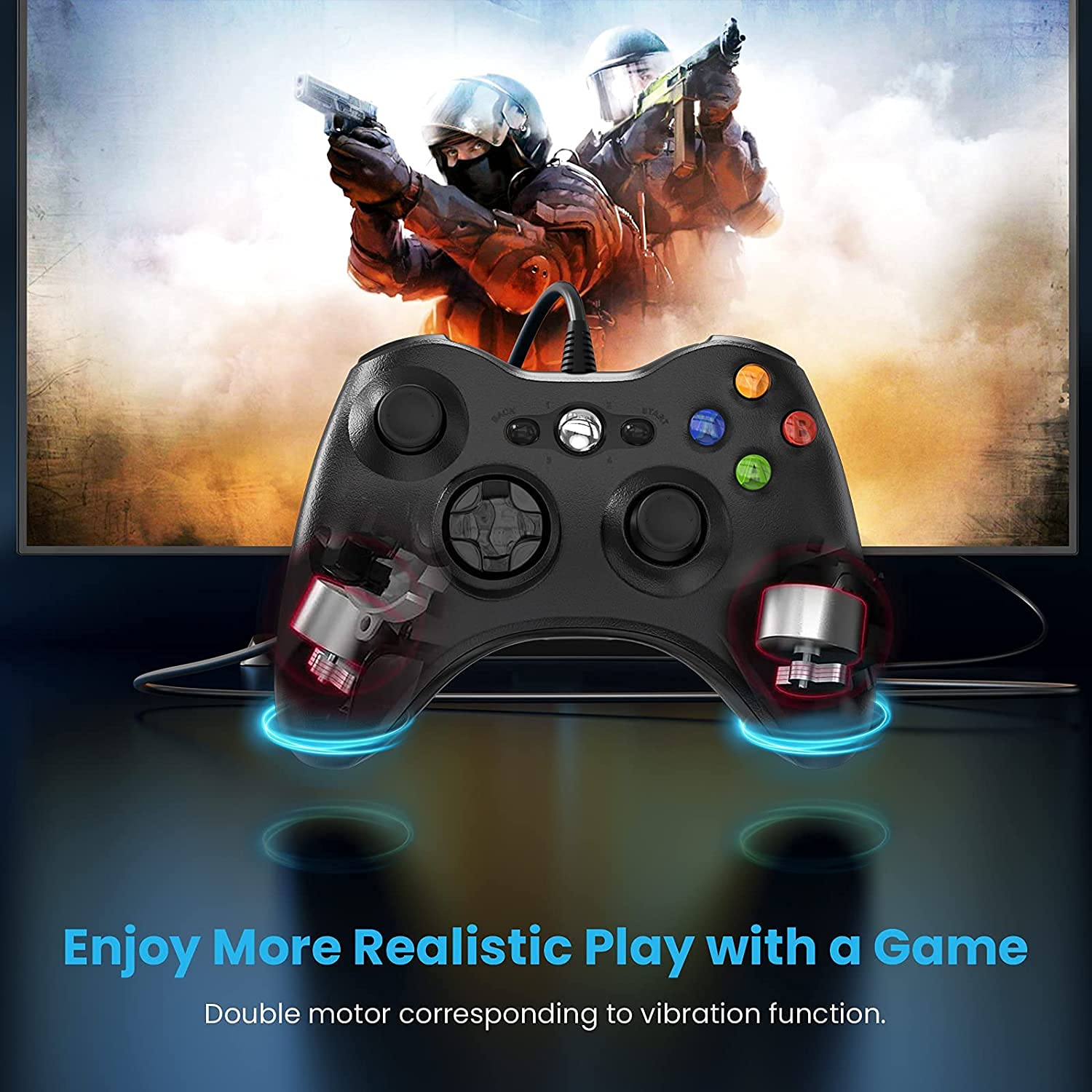 Rzzhgzq 2PACK Wired PC Game Controller,Joystick Gamepad Controller for PC Game Controller Compatible With Windows 10/8/7 PC, Laptop, TV Box, Android Mobile Phones (Black+White)