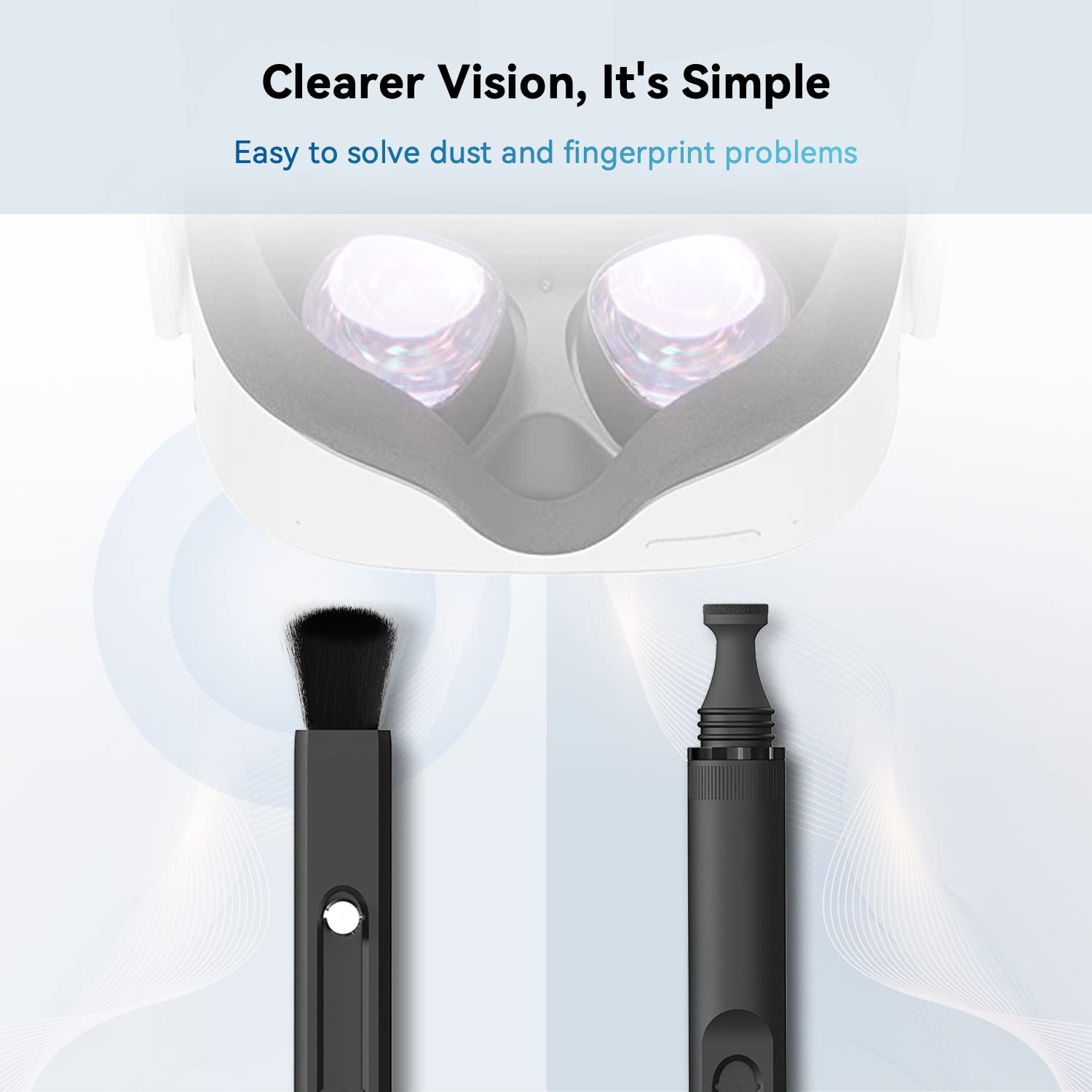 Lens Cleaning Pen and Lens Cover Compatible with Quest 2 Pro Quest 3 Apple Vision Pro, Optical Lens Dust and Fingerprint Cleaning for Valve Index PSVR 2 HTC Vive Pico4 VR Headset, DJI Drone, Cameras