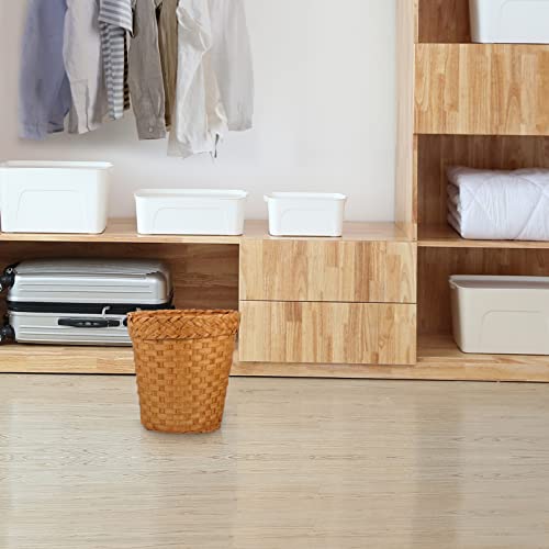 Zerodeko Household Trash can Home Decor Bathroom Laundry Basket Household Waste Paper Basket Woven Storage Basket Boho Decor Desktop Trash can
