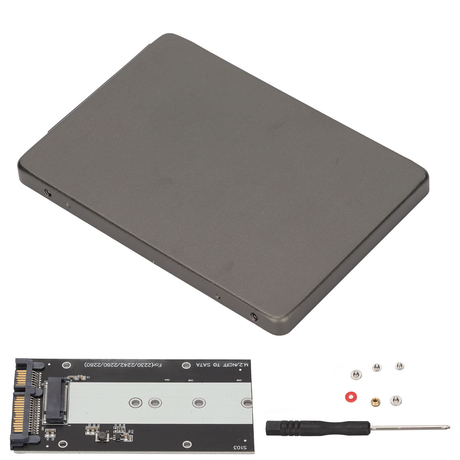 SSD Hard Drive Adapter Enclosure, UltraSlim 6Gbits High Heat Transfer Aluminum Alloy NGFFM.2toSATA3.0 SSD Hard Drive Computer Case Grey