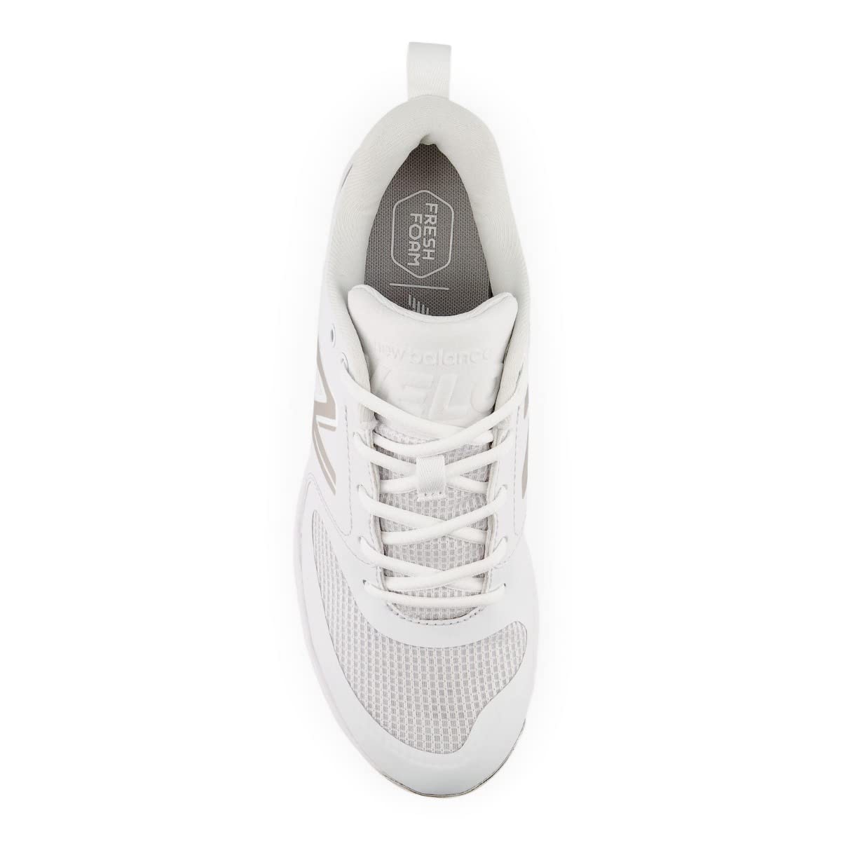 New Balance Women's Fresh Foam Velo V3 Softball Shoe, White/Champagne Metallic, 8