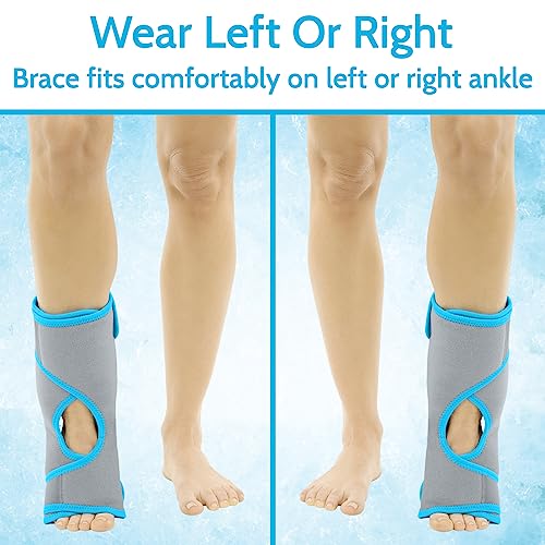 Vive Ankle Ice Pack Wrap - Foot Cold/Hot Compression Brace - Adjustable Freeze Support For Cooling/Heating Achilles Injuries, Tendonitis, Plantar Fasciitis, Sore Feet, Inflammation, Muscle Sprain