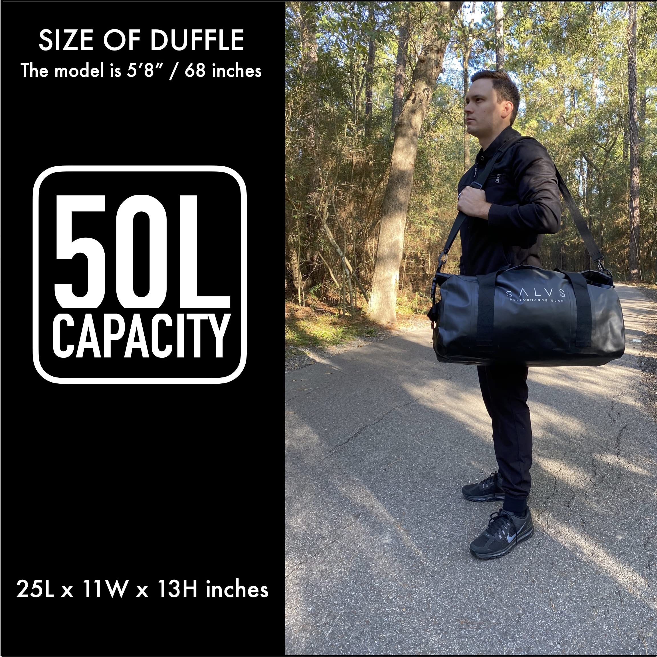 LG&NG 50L Waterproof Duffle Bag - Welded Material Fully Waterproof - Durable Straps & Handle Dry Bag - D Rings to Secure Duffle - for Motorcycle Boating Fishing ATV Kayaking Paddleboarding