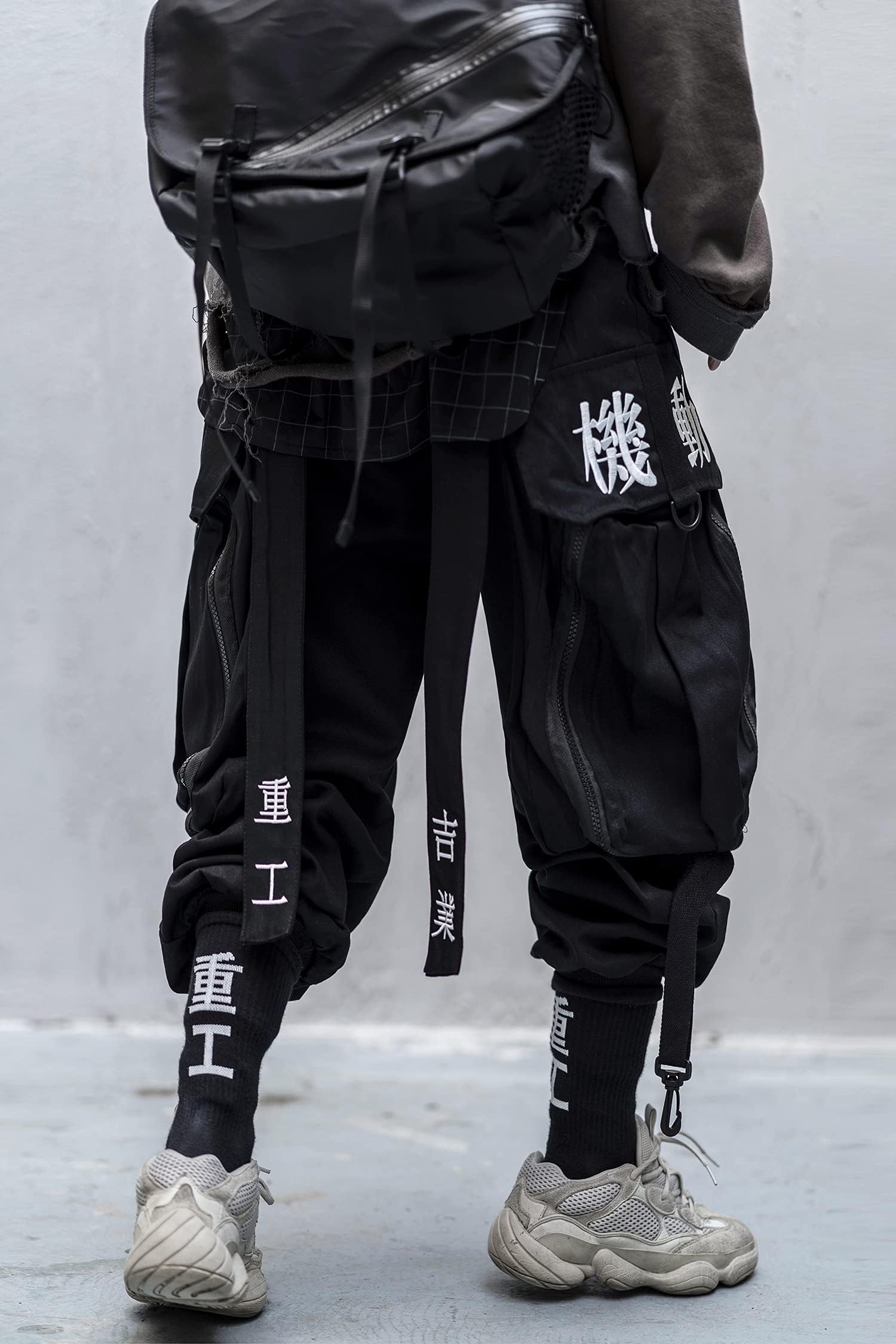 Niepce Inc Men's Japanese Streetwear Techwear Cargo Pants (Medium) Black