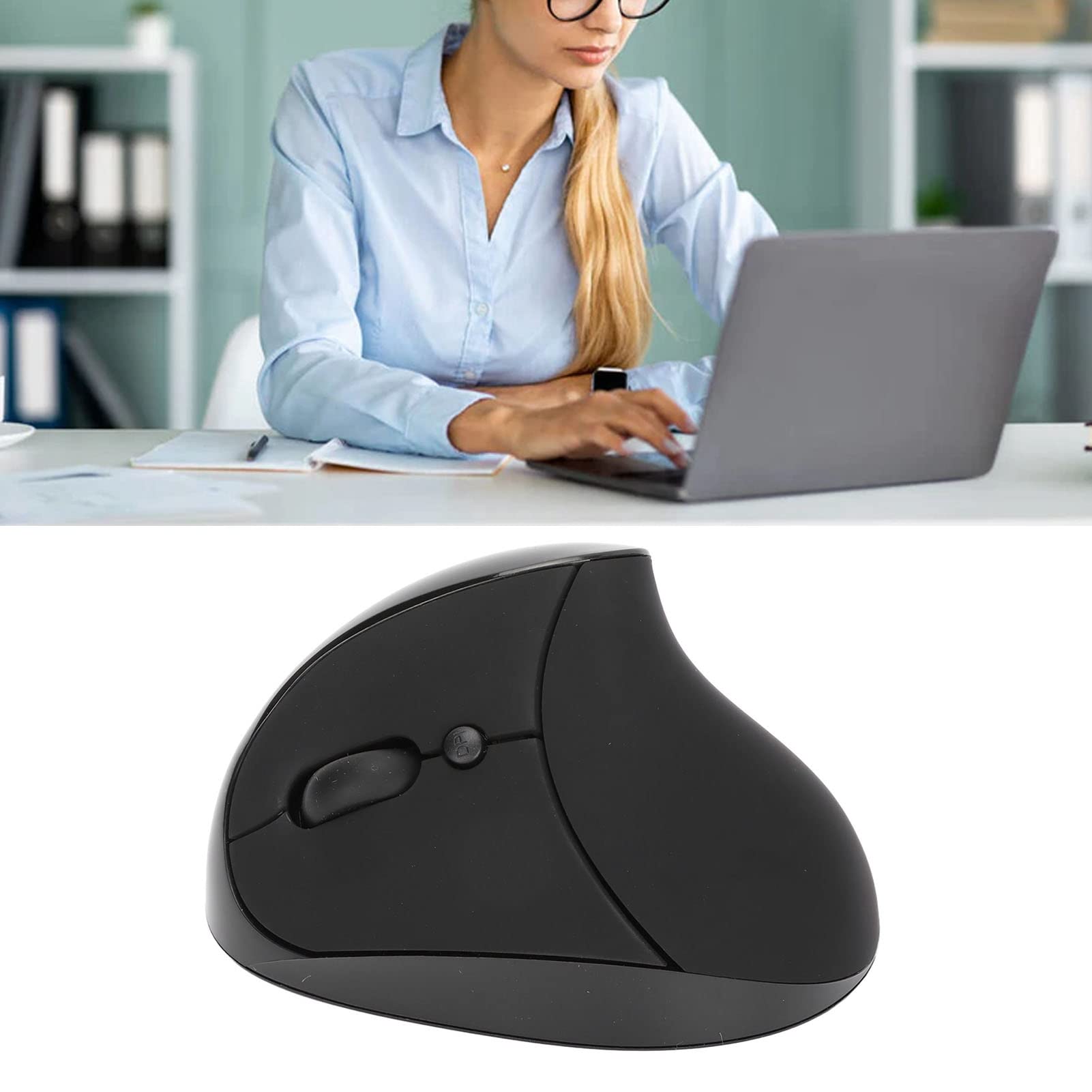 Pomya Left Hand Vertical Mouse, Ergonomic Wireless Left Handed Mouse, Rechargeable Ergonomic Vertical Mice, with USB Adapter for PC Laptops Desktop(Black)