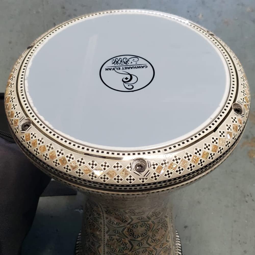 New! Gawharet El Fan Classic 17" Mother of Pearl Darbuka Drum Percussion (Sparkling Shells)