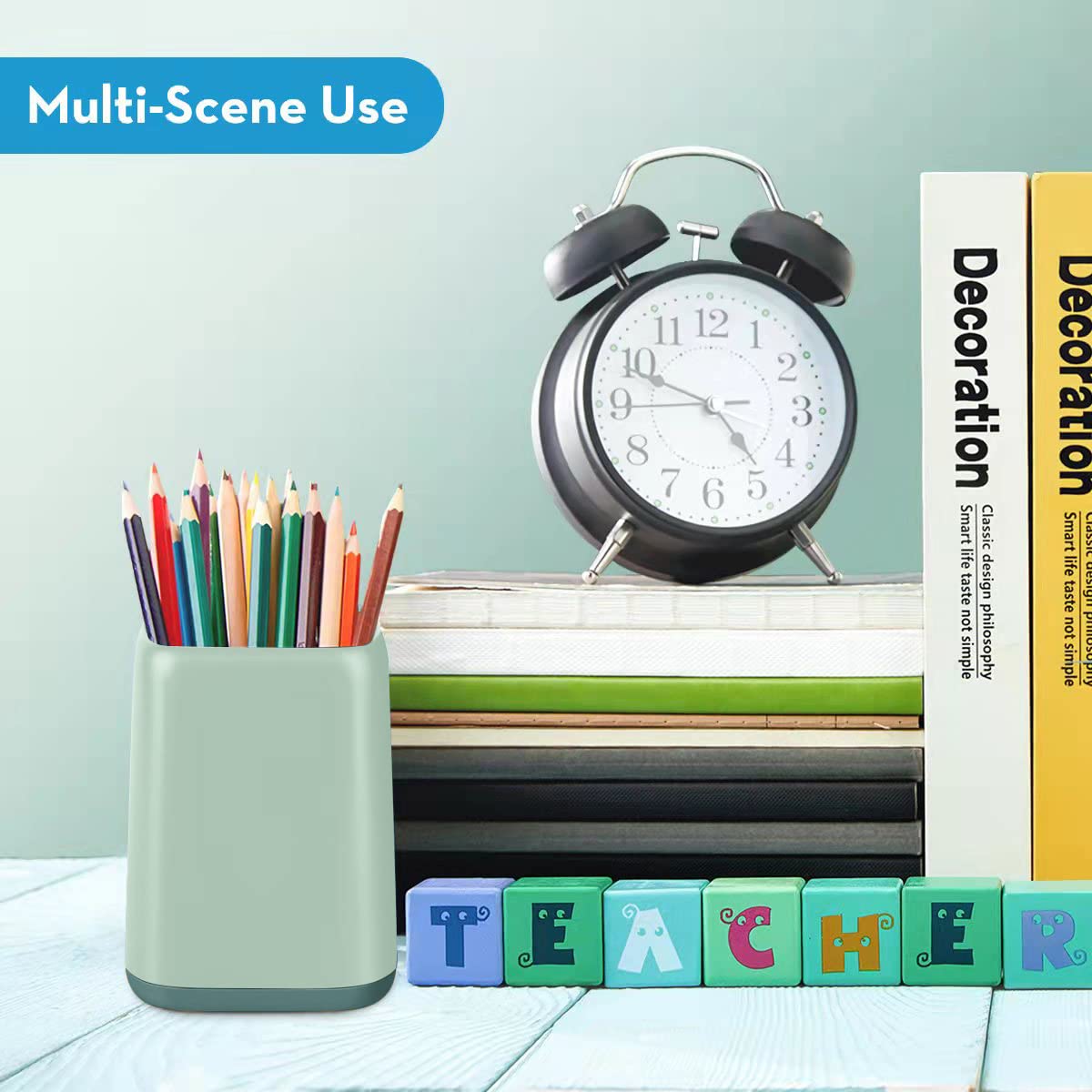Lengtimo Fashion Pen and Pencil Holder, Pencil Cup for Kids or Makeup Brush Holder for Women, Durable Stand Desk Organizer Storage Gift for Office, Classroom, Home( Light green )