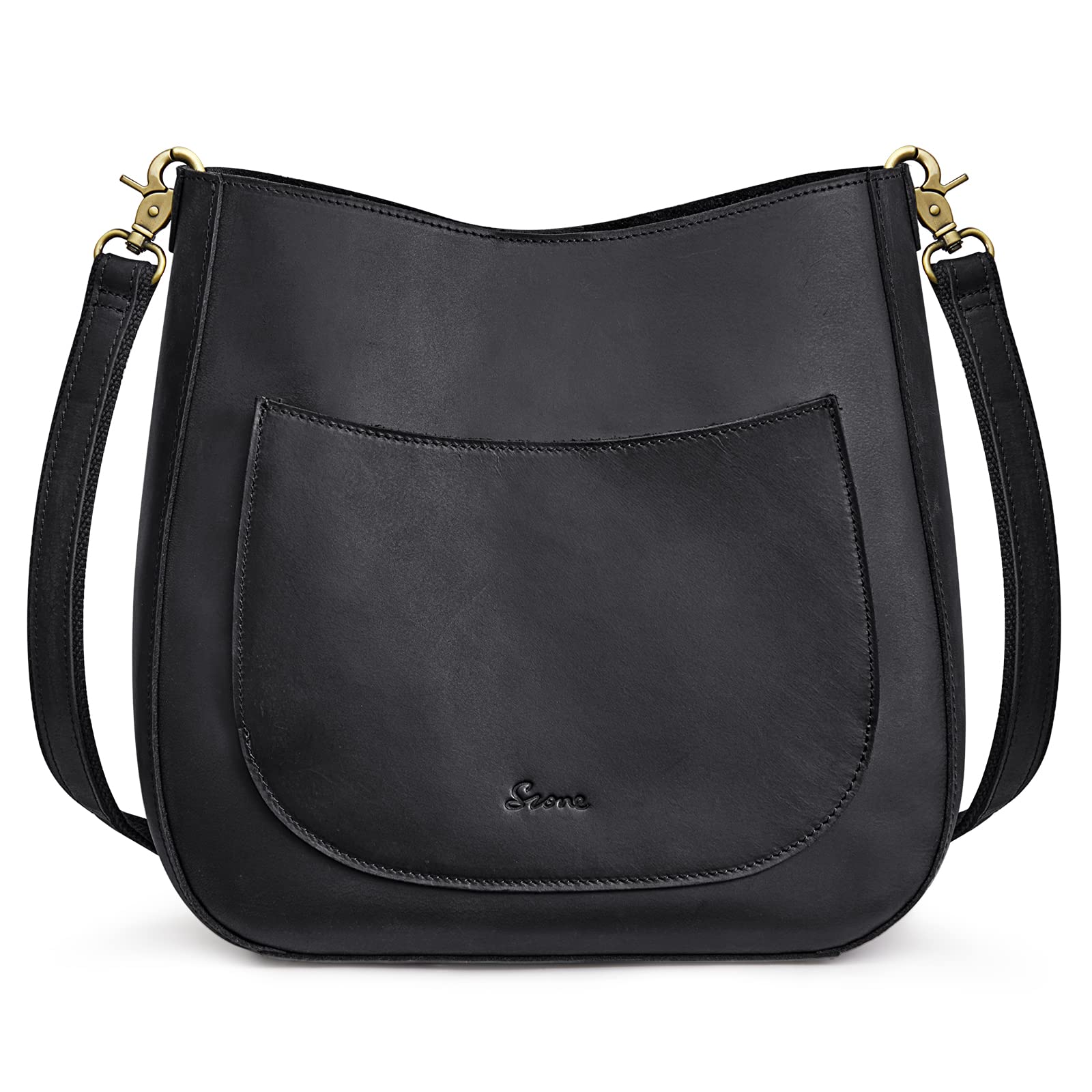 S-ZONE Women Genuine Leather Hobo Bag Crossbody Bucket Purse Vintage Shoulder Handbag with Woven Strap