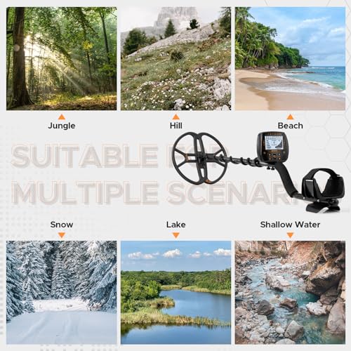 Metal Detector for Adults - High Sensitivity, Waterproof 10'' Search Coil, Adjustable LCD Backlight, 4 Professional Modes of Detection with Pinpoint Accuracy Gold Detector