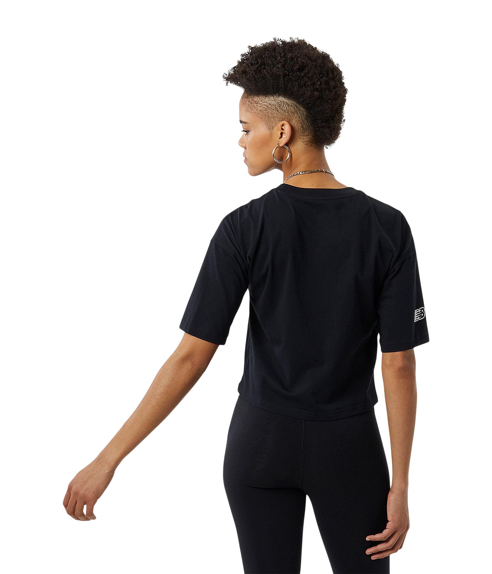 New Balance Women's NB Essentials Short Sleeve 22, Black Graphic, Medium