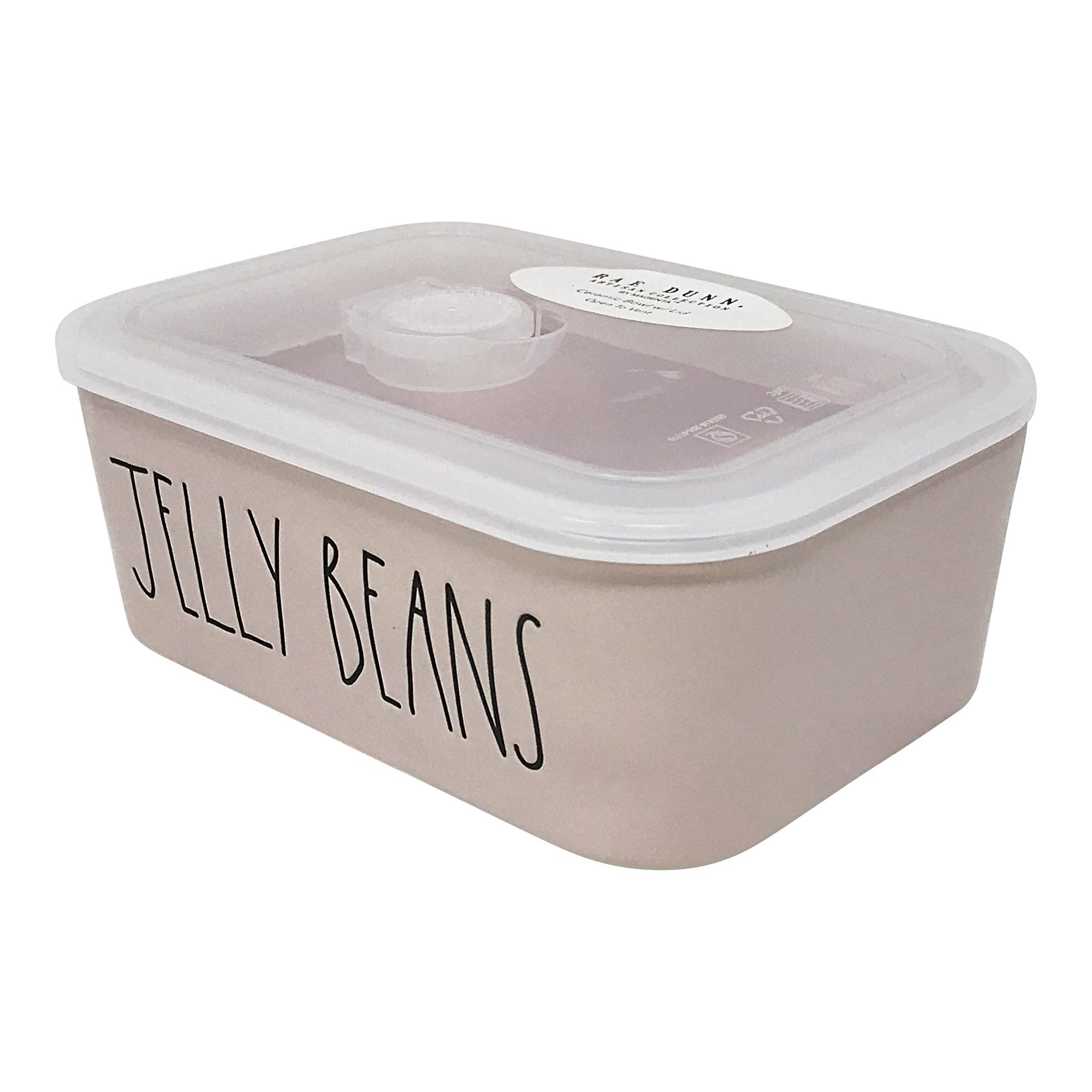 Rae Dunn by Magenta Ceramic Easter Container with vented lid (6.5 x 5 x 2.5) (Small Rectangle (6.5 x 5x 2.5), Jelly Beans/Pink)