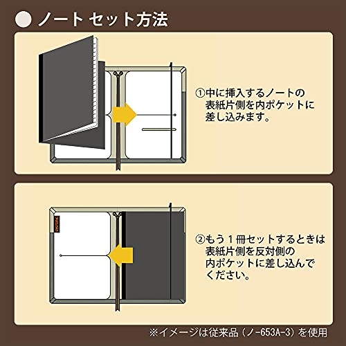 KOKUYO Systemic Synthetic Leather Cover Notebook, with One A5, B 6mm Ruled, 28 Lines, 50 Sheets, Twin Ring Edge Title Notebook, Navy Blue, Japan Import (NO-V685B-DB)