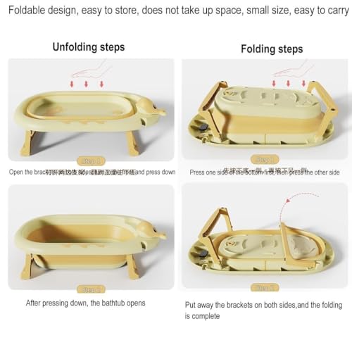 YQDDM Portable Pet Bathtub,Foldable Dog Pet Bathtub Portable Bathtub with Thermometer for Puppies Pet Shower Tray with Drain Hole for Small and Medium Pets(Blue)