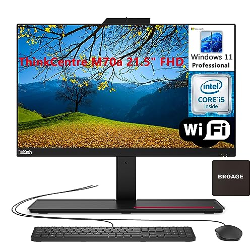 Lenovo ThinkCentre M70a 21.5" FHD AIO Business All-in-One Desktop Computer, Intel Hexa-Core i5-10400 (Beat i7-8700), 32GB DDR4 RAM, 2TB PCIe SSD, DVDRW, WiFi, BT 5.0, Windows 11 Pro