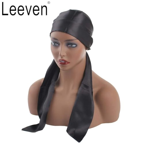 Leeven 2 Pcs Silky Satin Edge Scarves 4.5βx54β Large Wig Grip Band Women Satin Headband For Lace front Wigs Non Slip Hair Wrap Black Satin Edge Laying Scarf For Makeup, Facial,Sport,Yoga