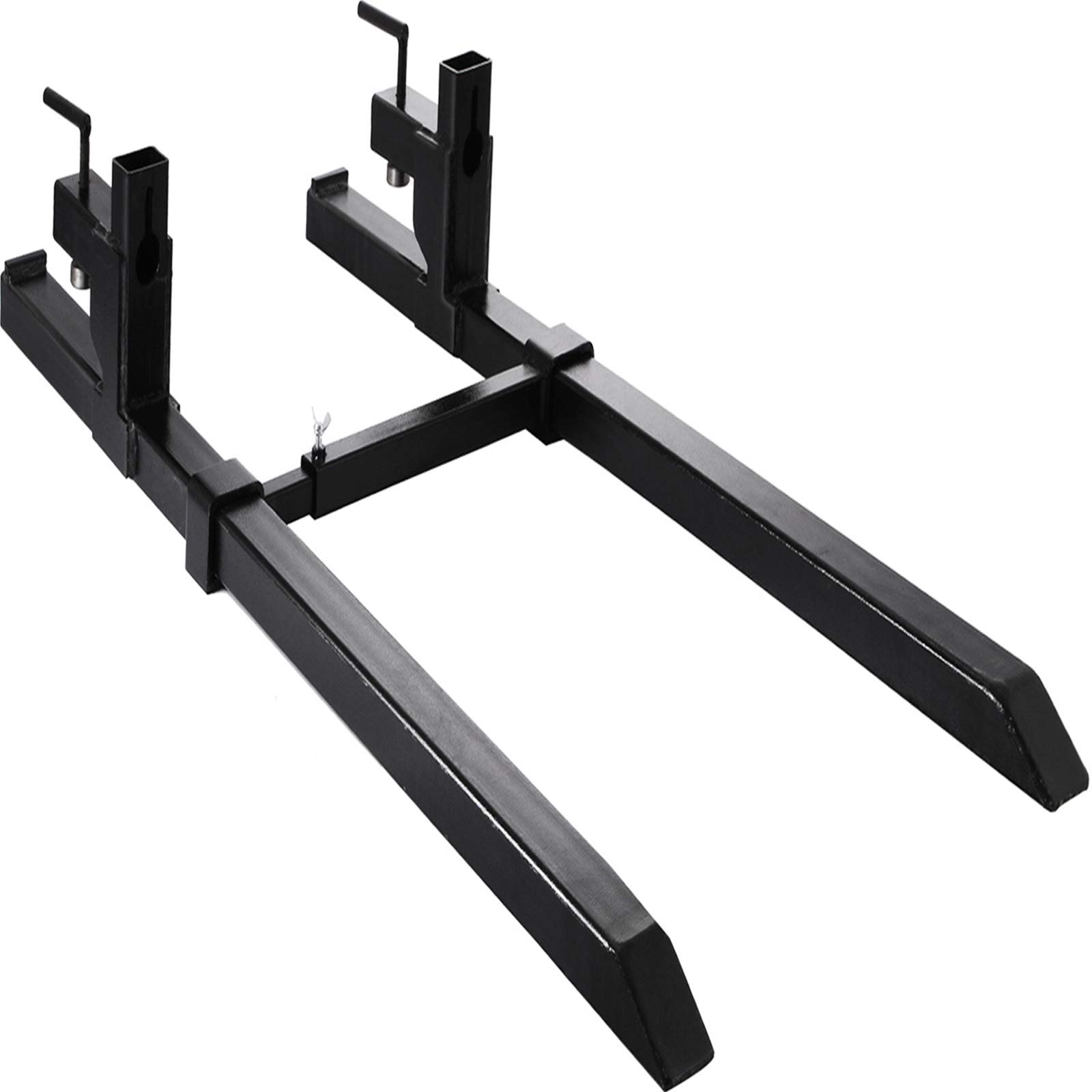 VEVOR Pallet Forks, 2000 Lbs Clamp on Pallet Forks 60" Total Length, Tractor Bucket Forks with Adjustable Stabilizer Bar, Heavy Duty Pallet Forks for Tractor Attachments, Skid Steer, Loader Bucket