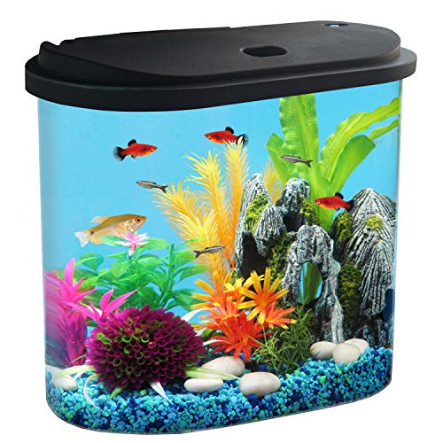 Koller Products AquaView 4.5-Gallon Aquarium Starter Kit with Full Filtration and LED Lighting - 7 Dazzling Colors to Select