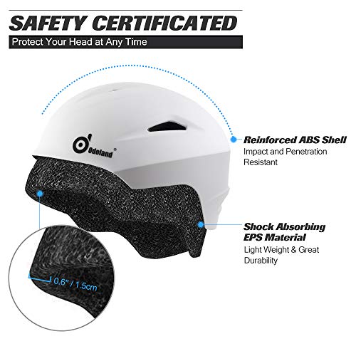 Odoland Ski Helmet with Ski Goggles, Multi-Options Snowboard Helmet and Goggles Set for Men Women and Youth, White, M